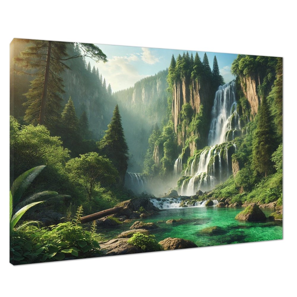 Obraz na płótnie wodospad rzeka las Nowoczesny na ścianę do salonu ...