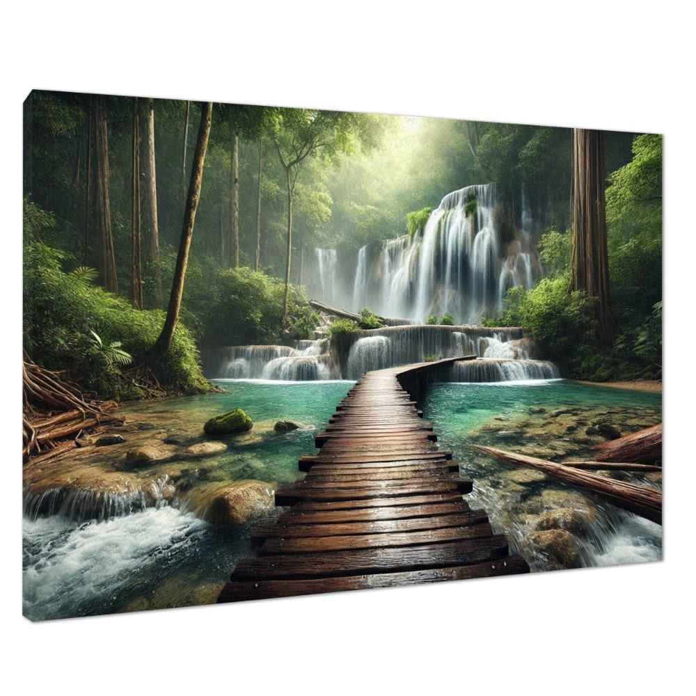 Obraz na płótnie wodospad rzeka las Nowoczesny na ścianę do salonu ...