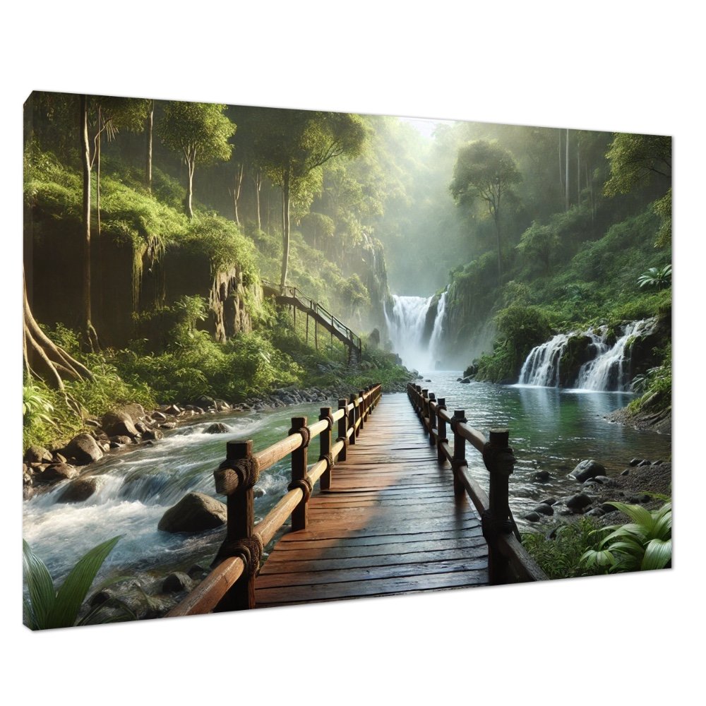 Obraz na płótnie wodospad rzeka las Nowoczesny na ścianę do salonu ...