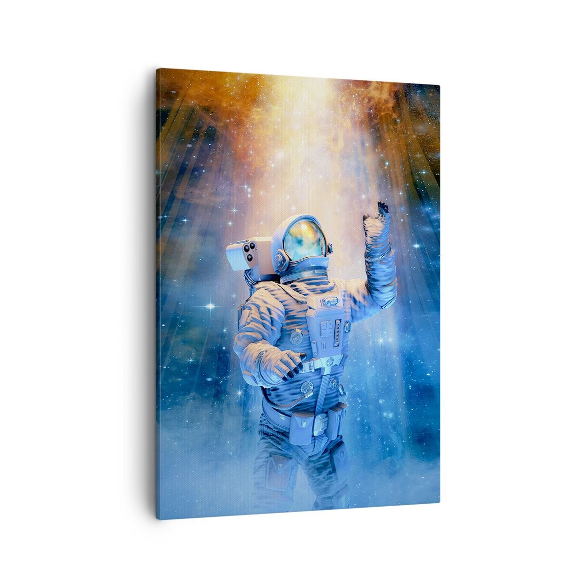Obraz na płótnie - Wreszcie u celu - 50x70cm - Abstrakcja Astronauta Kosmos - Nowoczesny Canvas ...