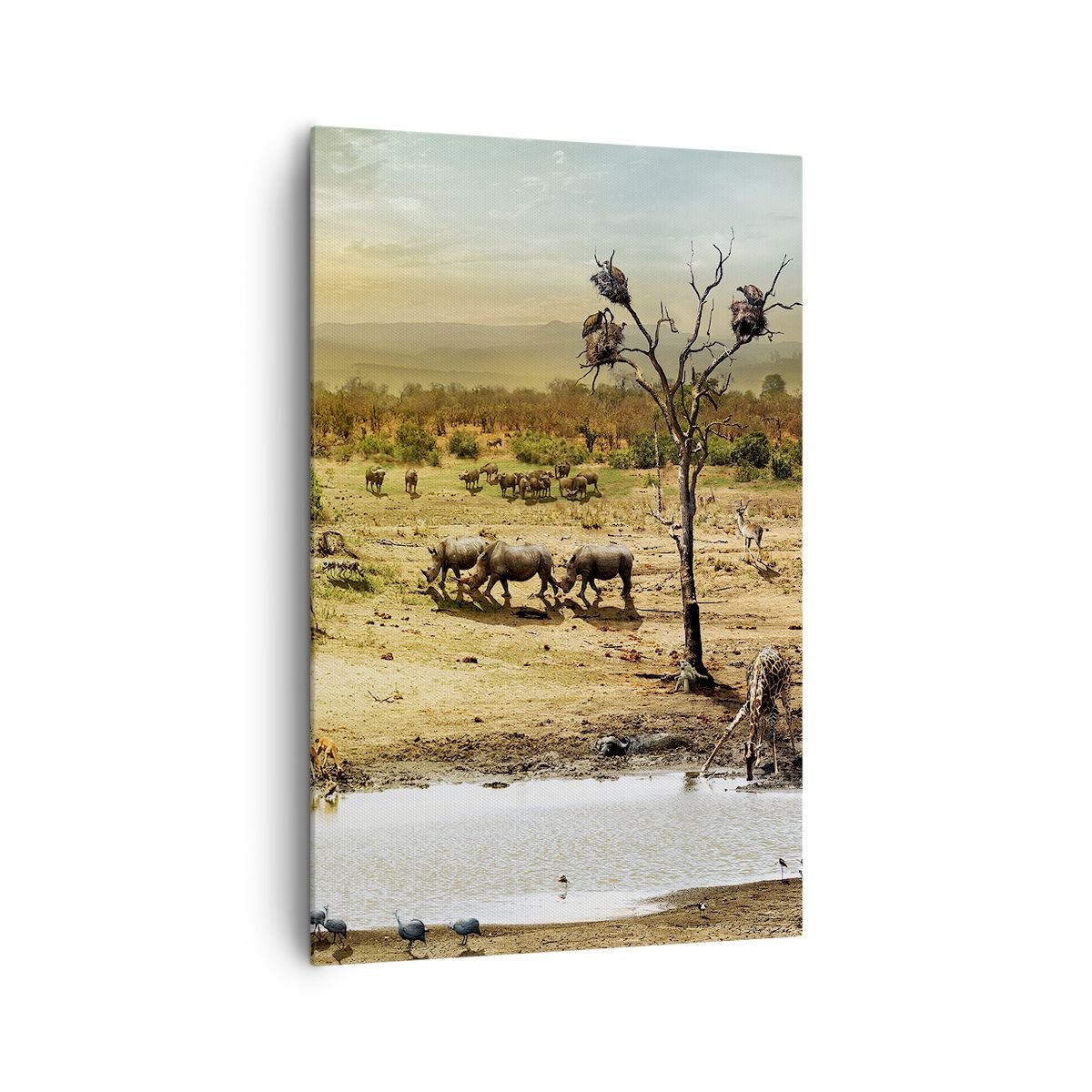 Obraz na płótnie - "Z Edenu zaś wypływała rzeka…" - 80x120cm - Sawanna Zwierzęta Afryka ...