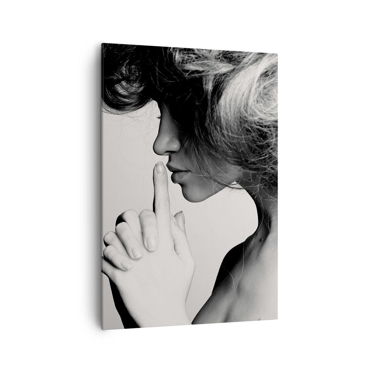 Obraz na płótnie - Zasłuchana w sobie - 70x100cm - Kobieta Modelka Twarz Kobiety - Nowoczesny ...