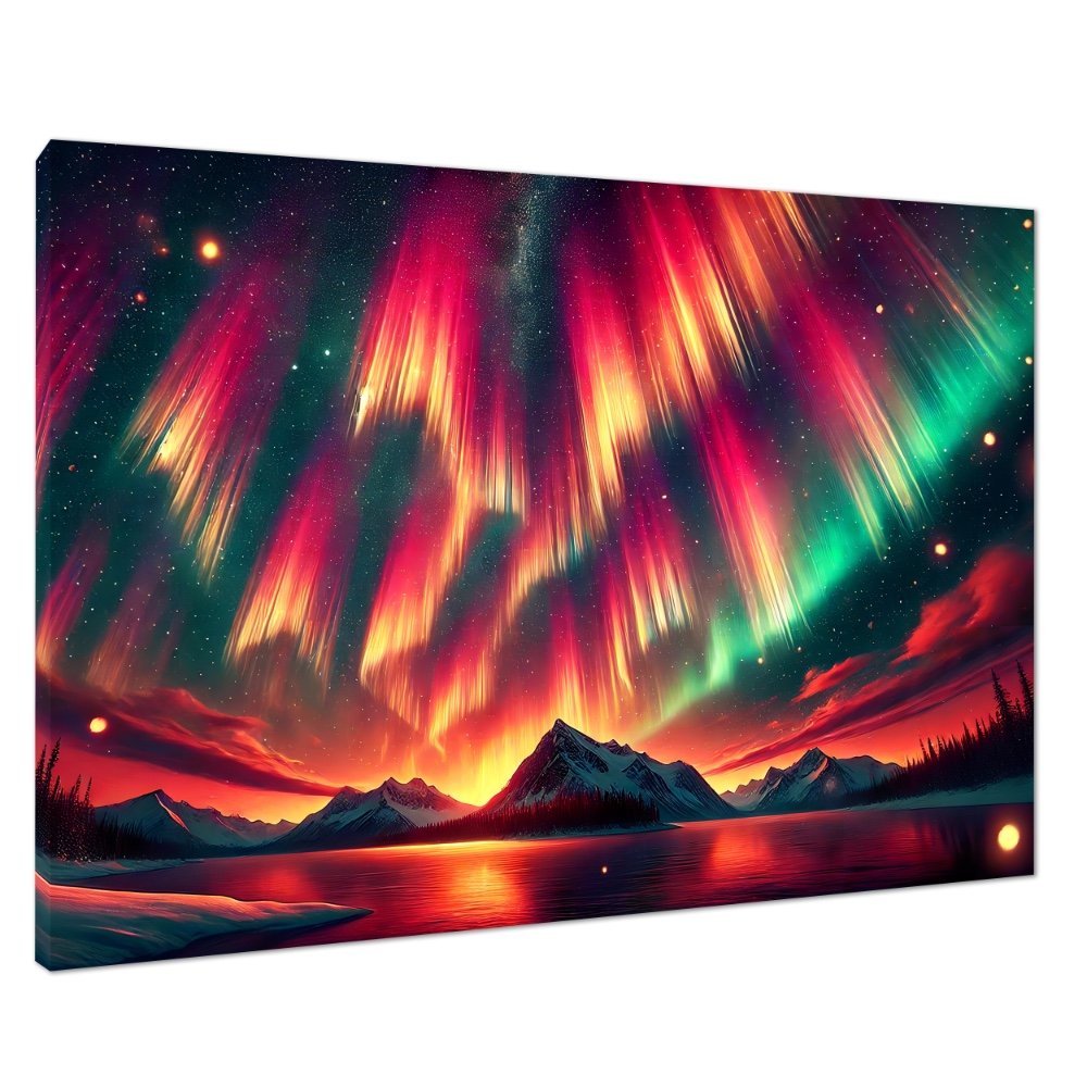 Obraz na płótnie - Zorza Polarna nad Górami, Dekoracja Ścienna 60x40 cm - ArtMania_Studio ...