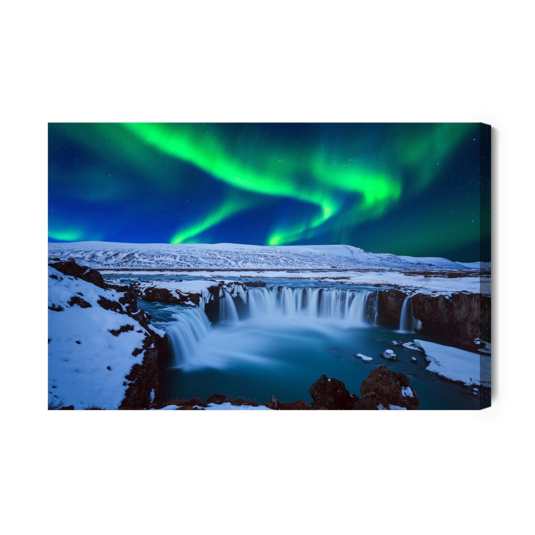 Obraz Na Płótnie Zorza Polarna Nad Wodospadem 40x30 - Inna marka | Sklep EMPIK.COM