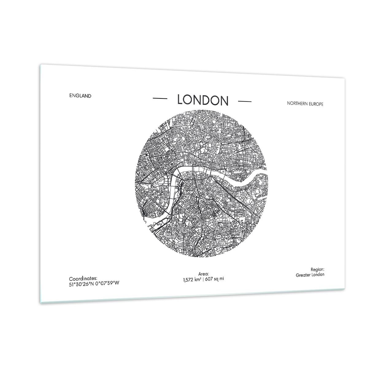 Obraz na szkle - Anatomia Londynu - 120x80cm - Mapa Londyn Anglia ...