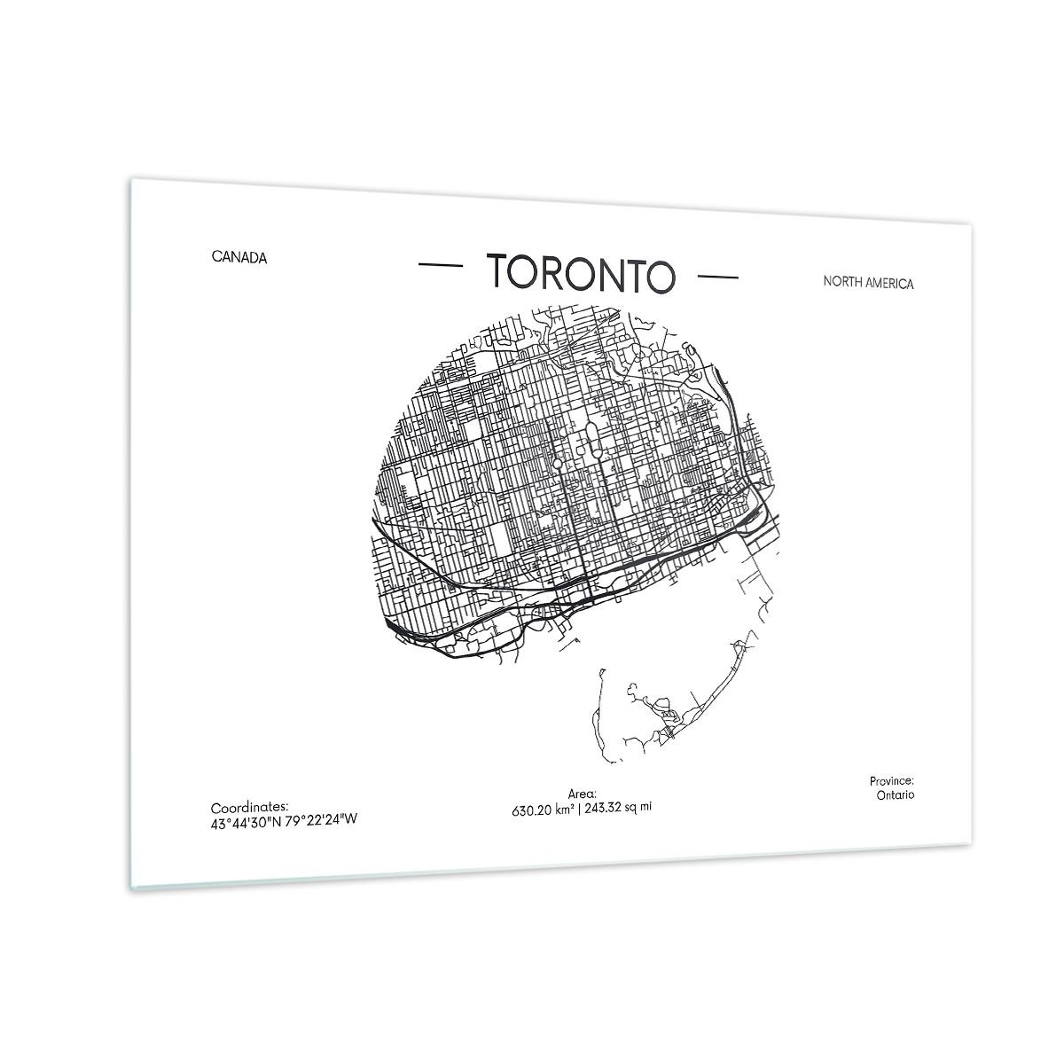 Obraz na szkle - Anatomia Toronto - 70x50cm - Mapa Toronto Kanada ...