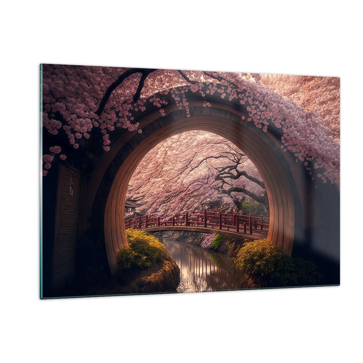 Obraz na szkle - Japońska wiosna - 120x80cm - Most Japonia Wiśnia ...