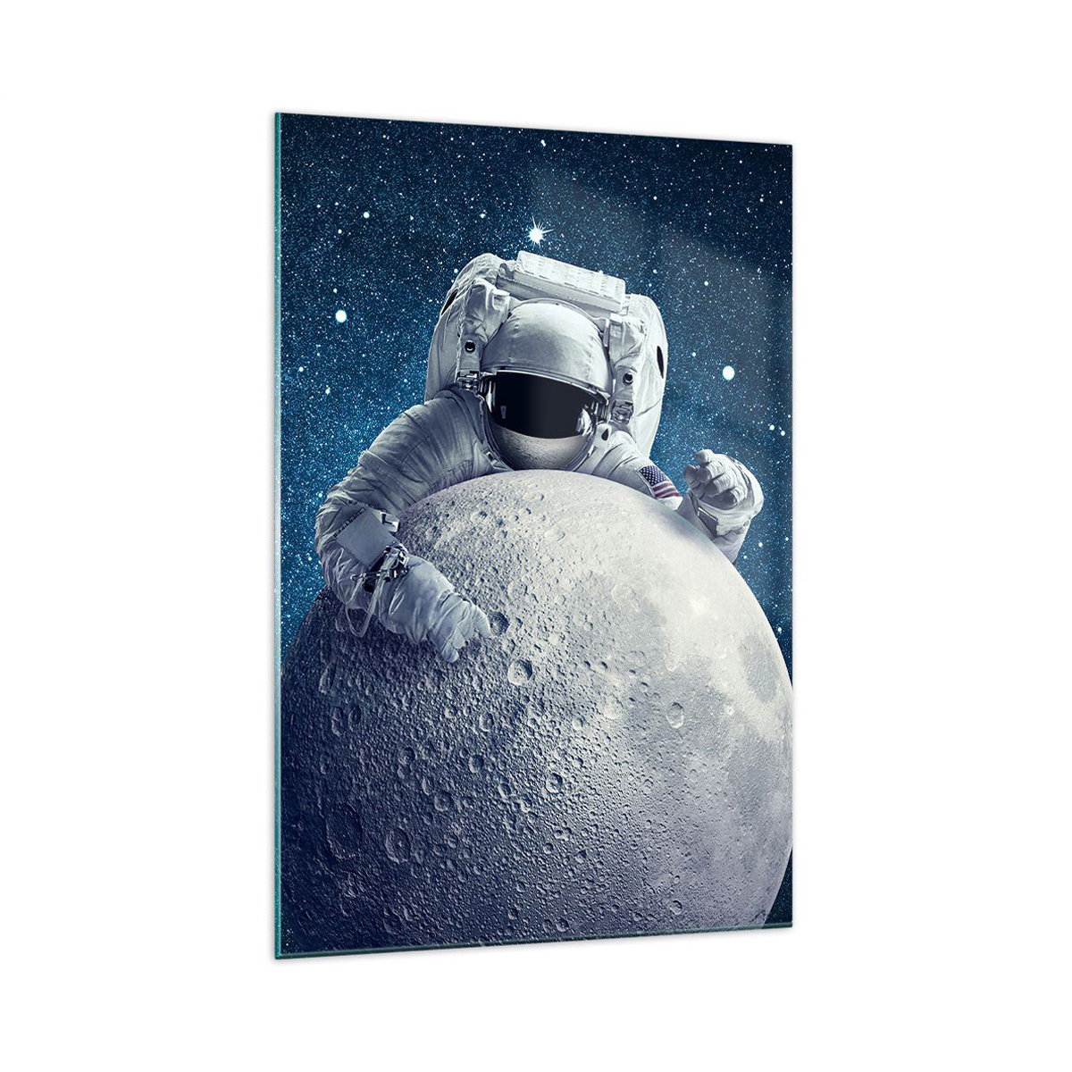 Obraz na szkle - Kosmiczny żartowniś - 70x100cm - Astronauta Kosmos Księżyc - Nowoczesny foto ...