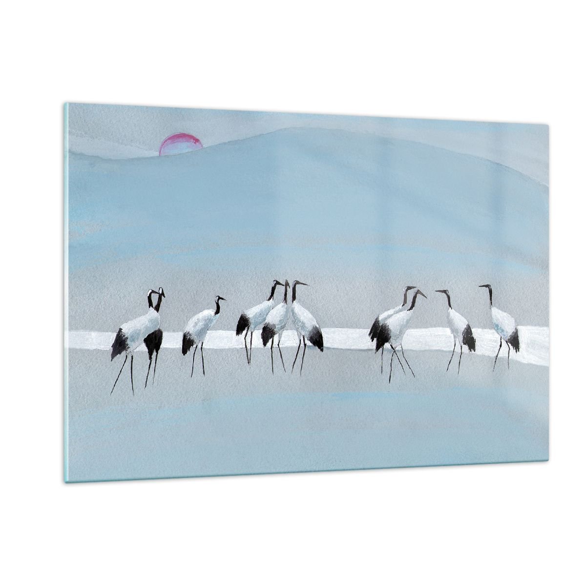 Obraz na szkle - Po gorącym dniu - 120x80cm - Ptaki Żurawie Natura - Nowoczesny szklany obraz na ...