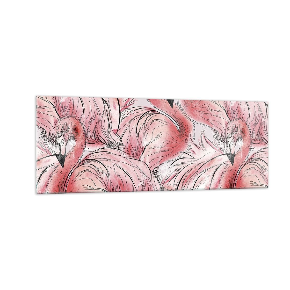 Obraz na szkle - Ptasi corps de ballet - 140x50cm - Flaming Ptak Grafika - Nowoczesny szklany ...