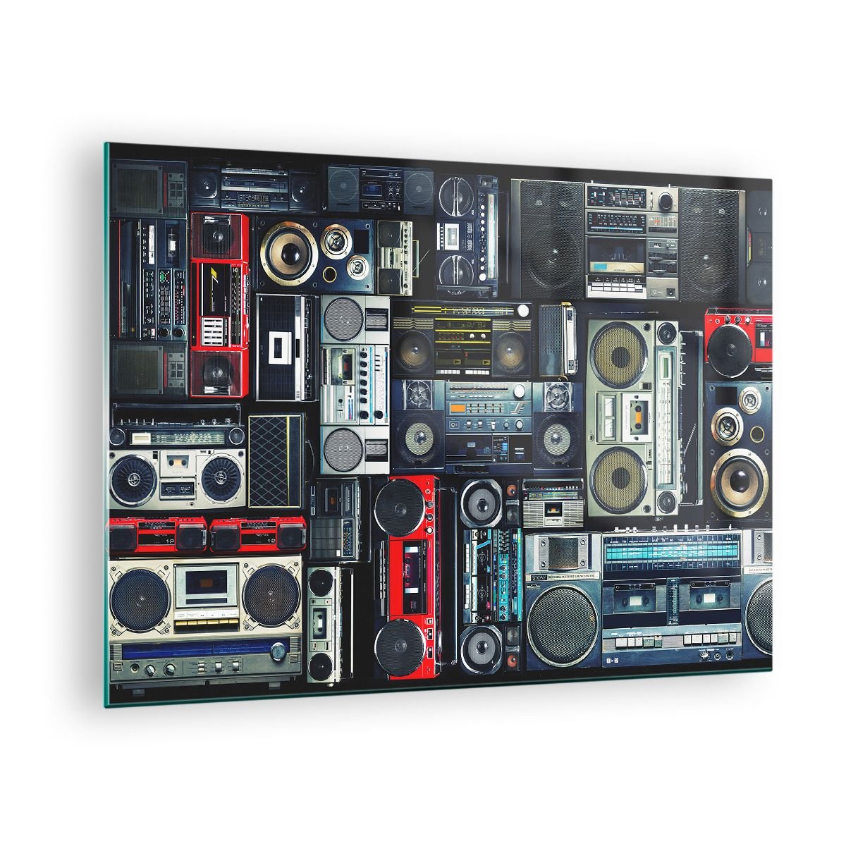 Obraz na szkle - Tęsknota za latami 80. - 70x50cm - Magnetofon ...