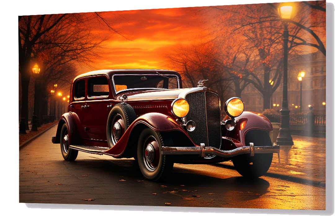 Obraz na szkle vintage car stary samochód auto b 36x23 cm - Inna marka ...