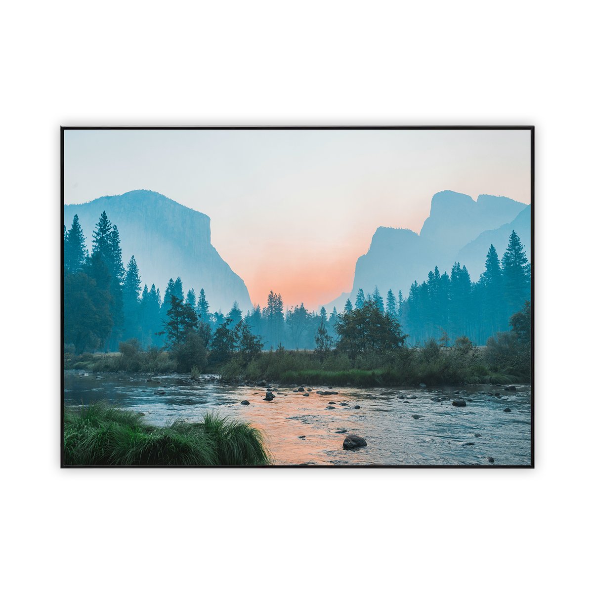 Obraz na szkle w oprawie aluminiowej Rzeka i góry - SquarePrint | Sklep EMPIK.COM