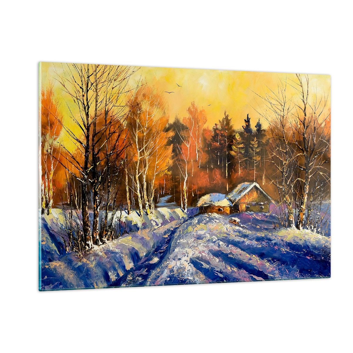 Obraz na szkle - Zimowa impresja w słońcu - 120x80cm - Krajobraz Zima ...