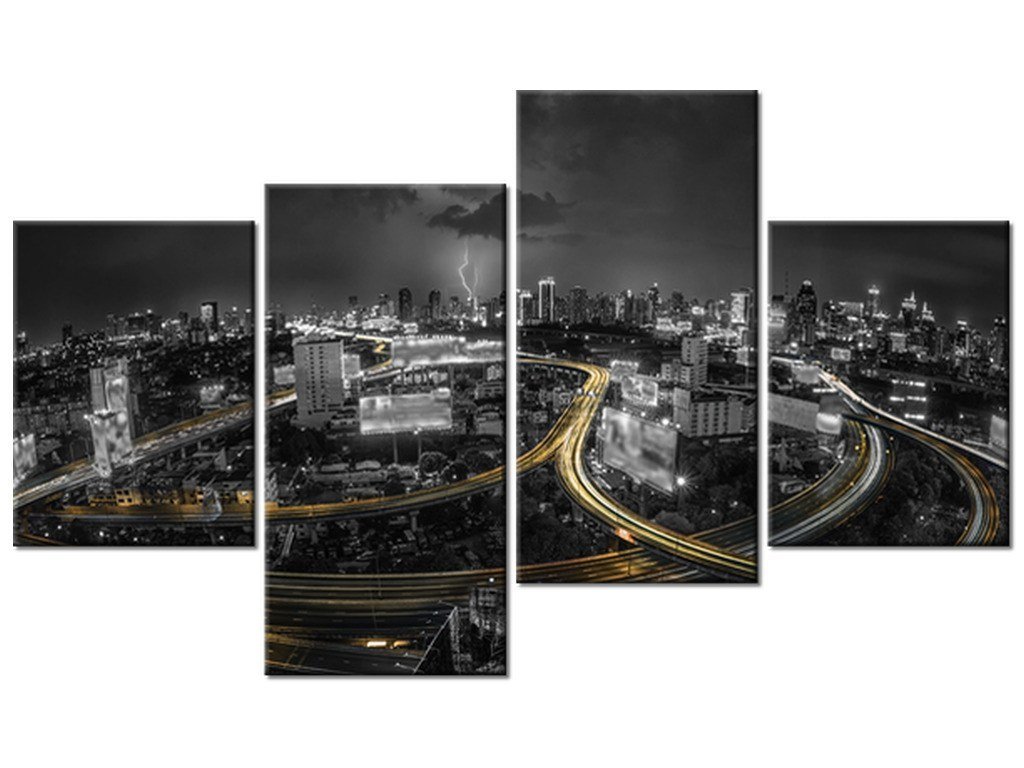 Obraz, Noc w Bangkoku, 4 elementy, 120x70 cm - Oobrazy | Sklep EMPIK.COM