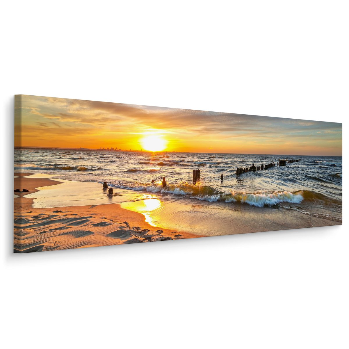 Obraz Panoramiczny Morze Bałtyckie Plaża Zachód Słońca Pejzaż 145cm X ...