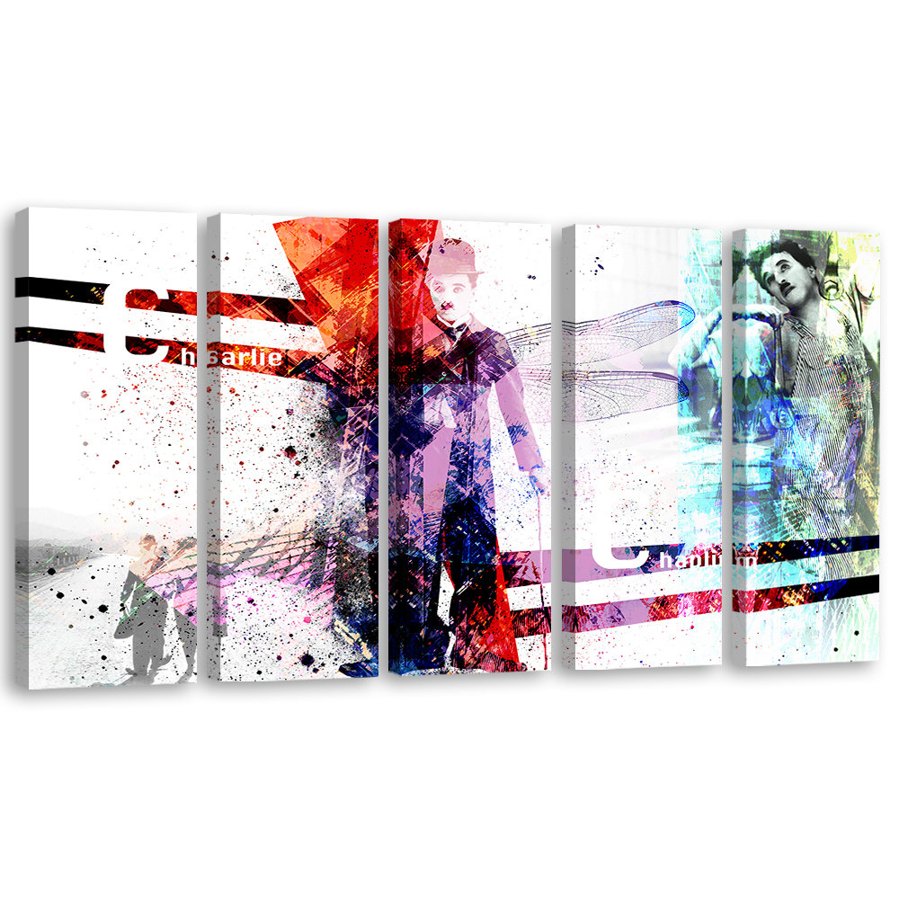 Obraz pięcioczęściowy na płótnie FEEBY, Charlie Chaplin Aktor 200x80 ...