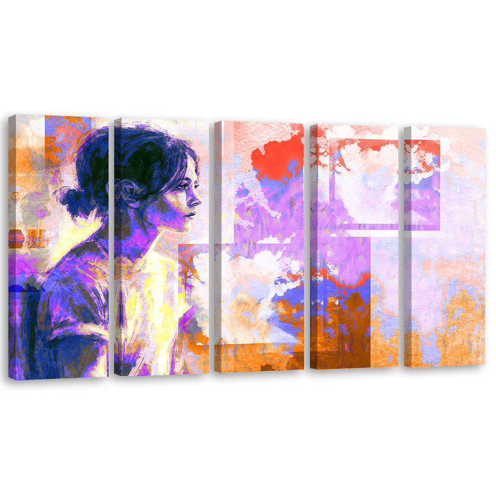 Obraz pięcioczęściowy na płótnie FEEBY, Kobieta Abstrakcja 200x80 - Feeby | Sklep EMPIK.COM