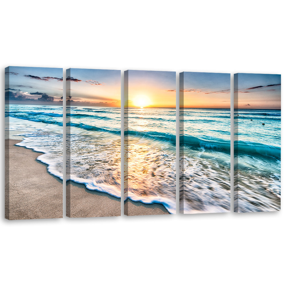 Obraz pięcioczęściowy na płótnie FEEBY, Morze Plaża Woda 200x80 - Feeby | Sklep EMPIK.COM