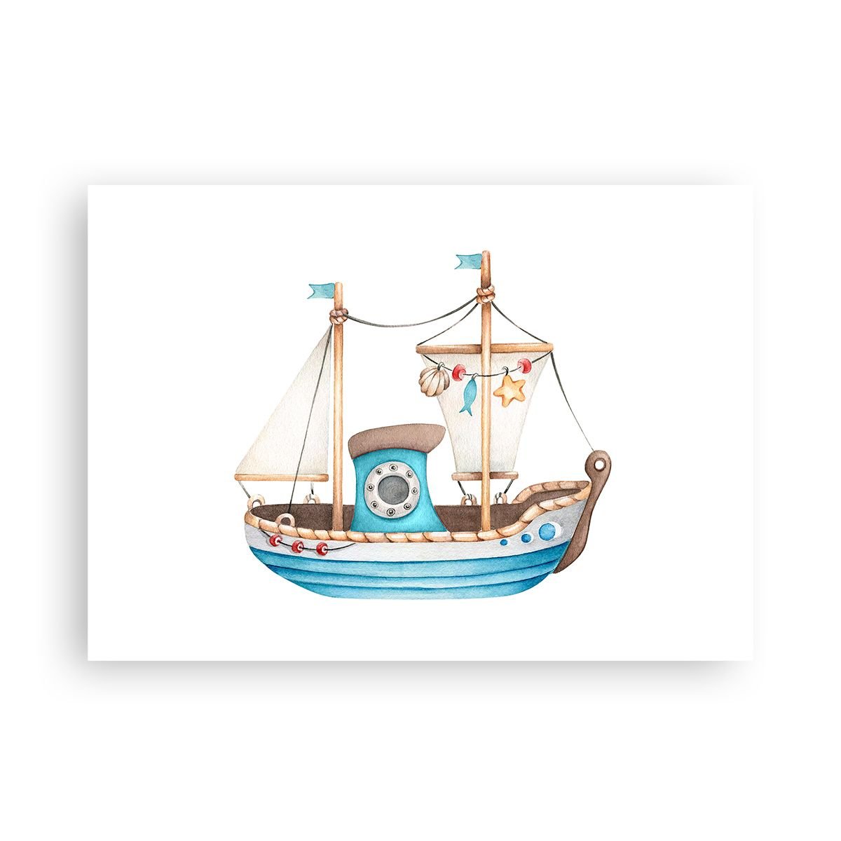 Obraz - Plakat - Ahoj, przygodo! - 70x50cm - Statek Dziecięcy Marynistyczny - Nowoczesny modny ...