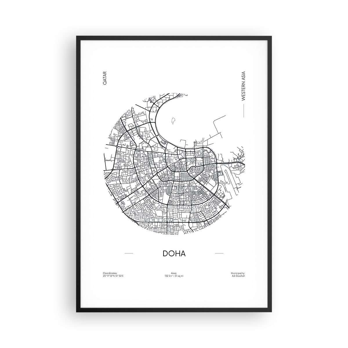 Obraz - Plakat - Anatomia Dohy - 70x100cm - Mapa Doha Katar - Foto ...