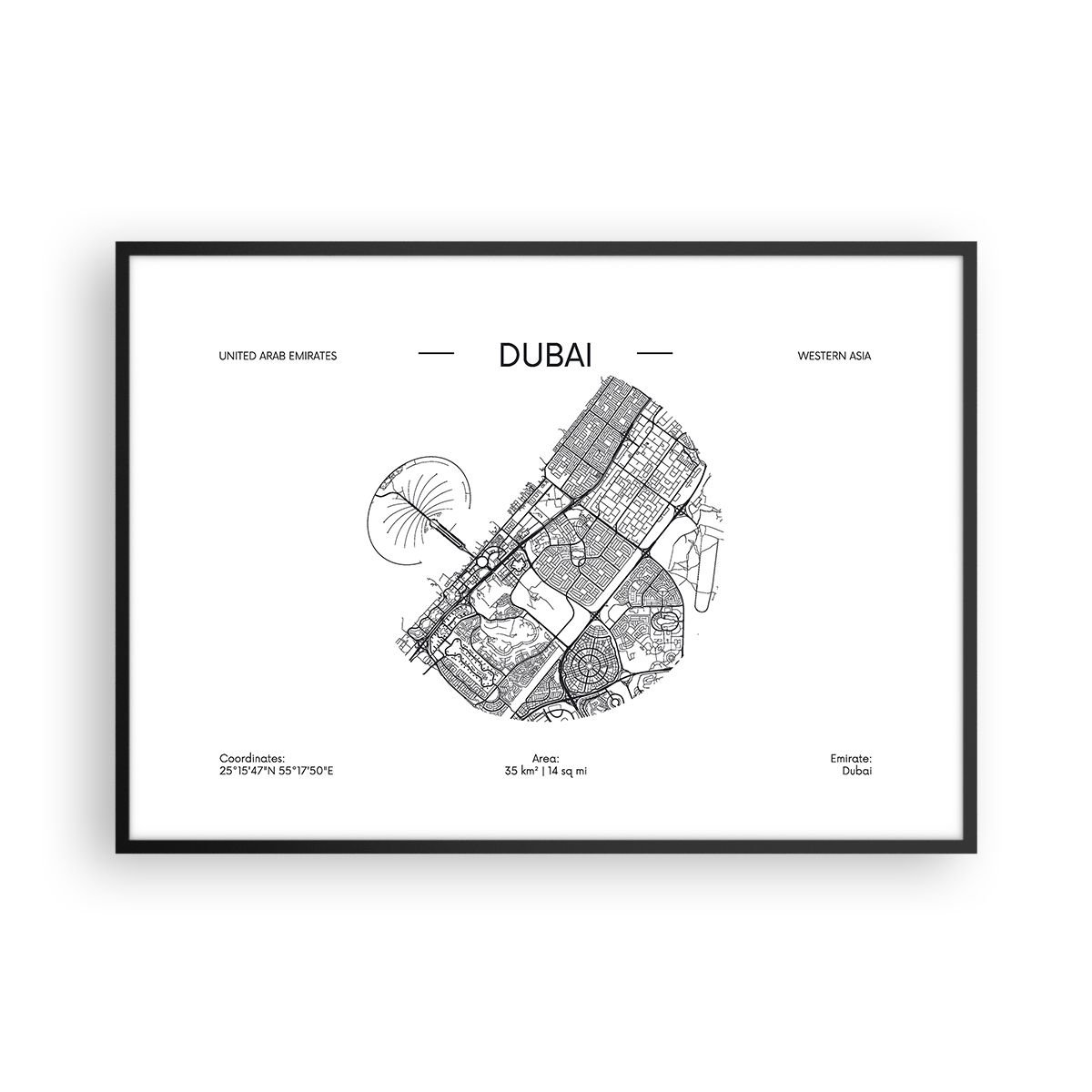 Obraz - Plakat - Anatomia Dubaju - 100x70cm - Mapa Dubaj Zjednoczone ...