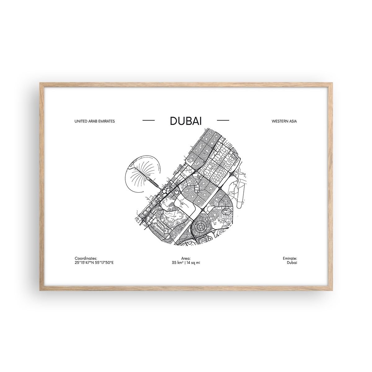 Obraz - Plakat - Anatomia Dubaju - 100x70cm - Mapa Dubaj Zjednoczone ...