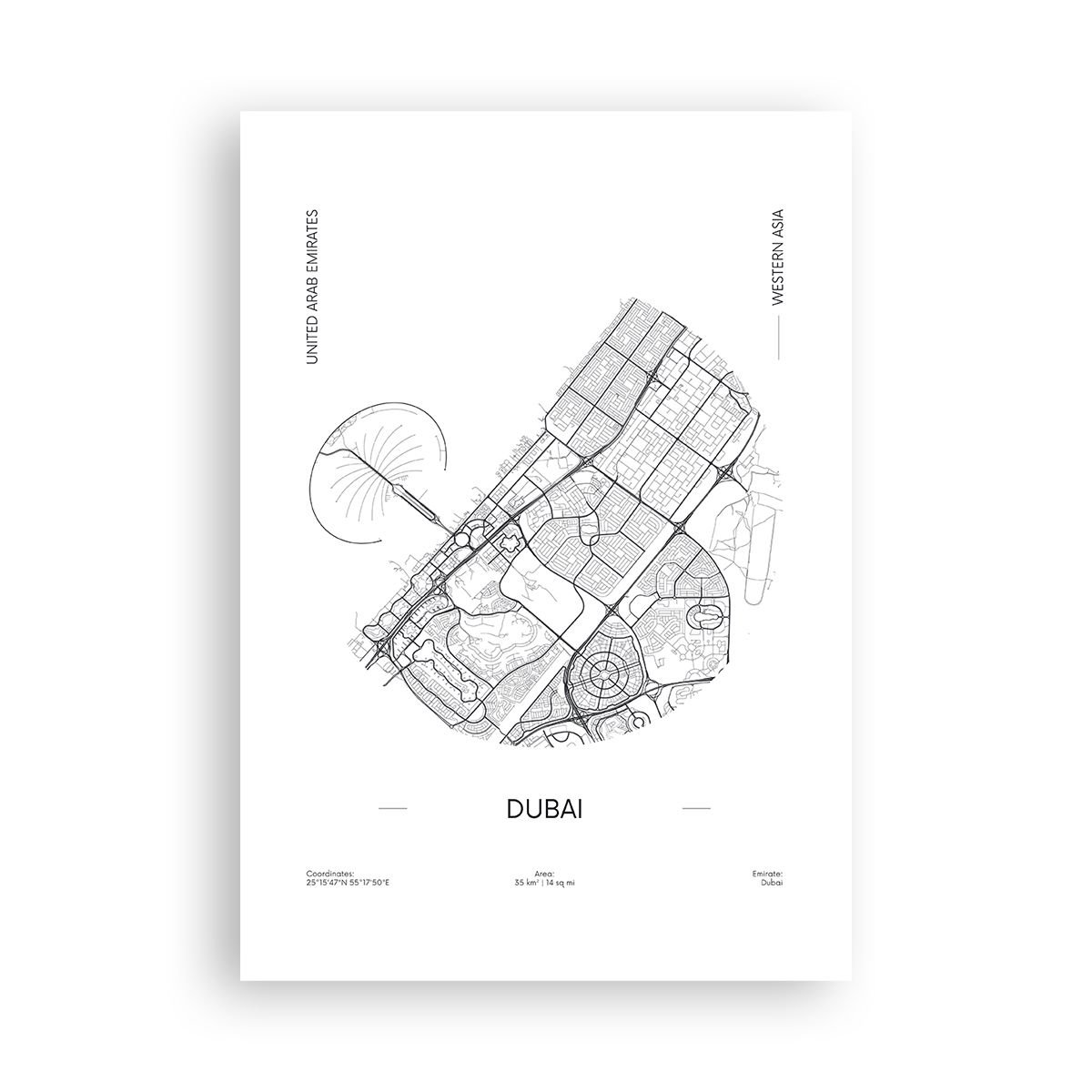 Obraz - Plakat - Anatomia Dubaju - 70x100cm - Mapa Dubaj Zjednoczone ...