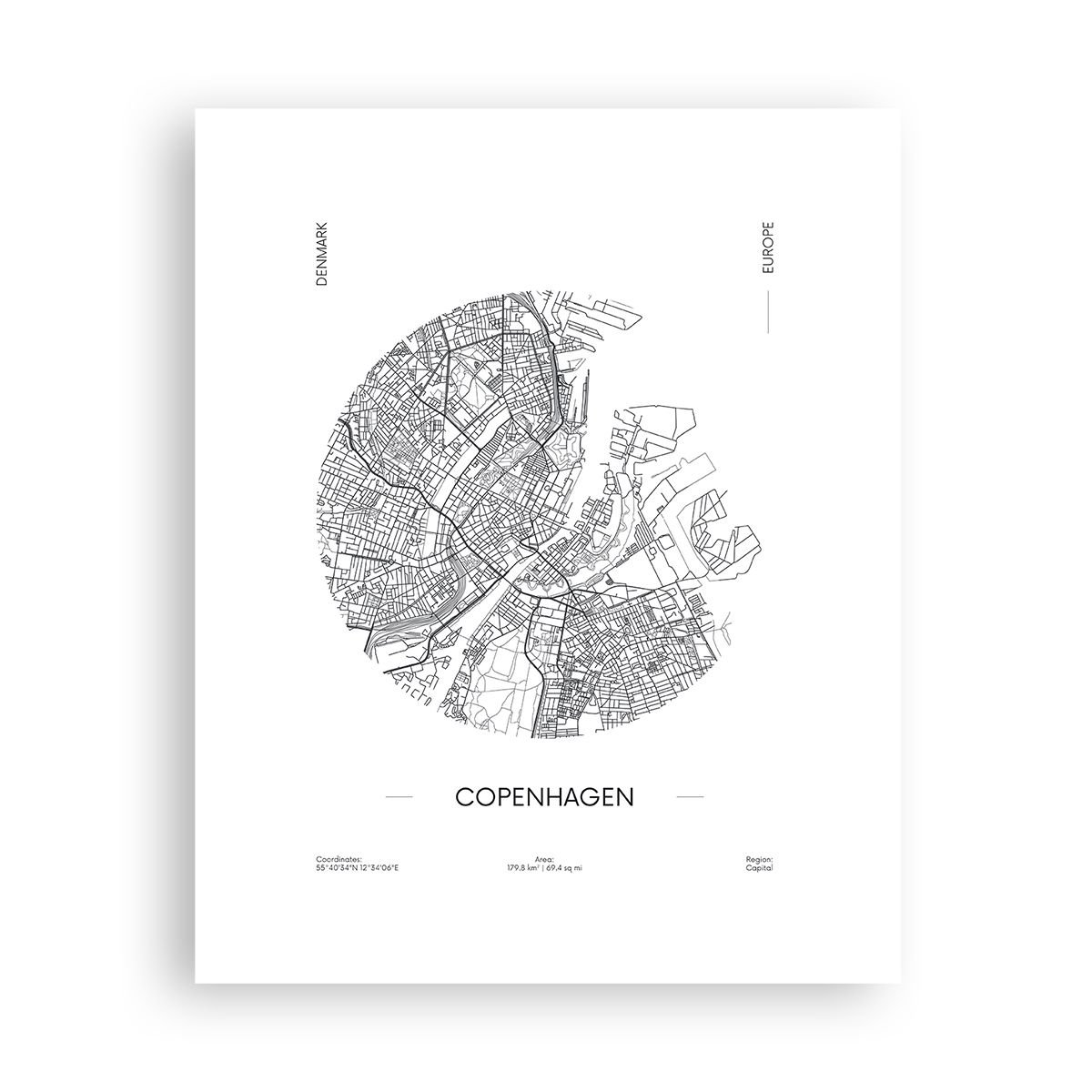 Obraz - Plakat - Anatomia Kopenhagi - 40x50cm - Mapa Kopenhaga Dania ...