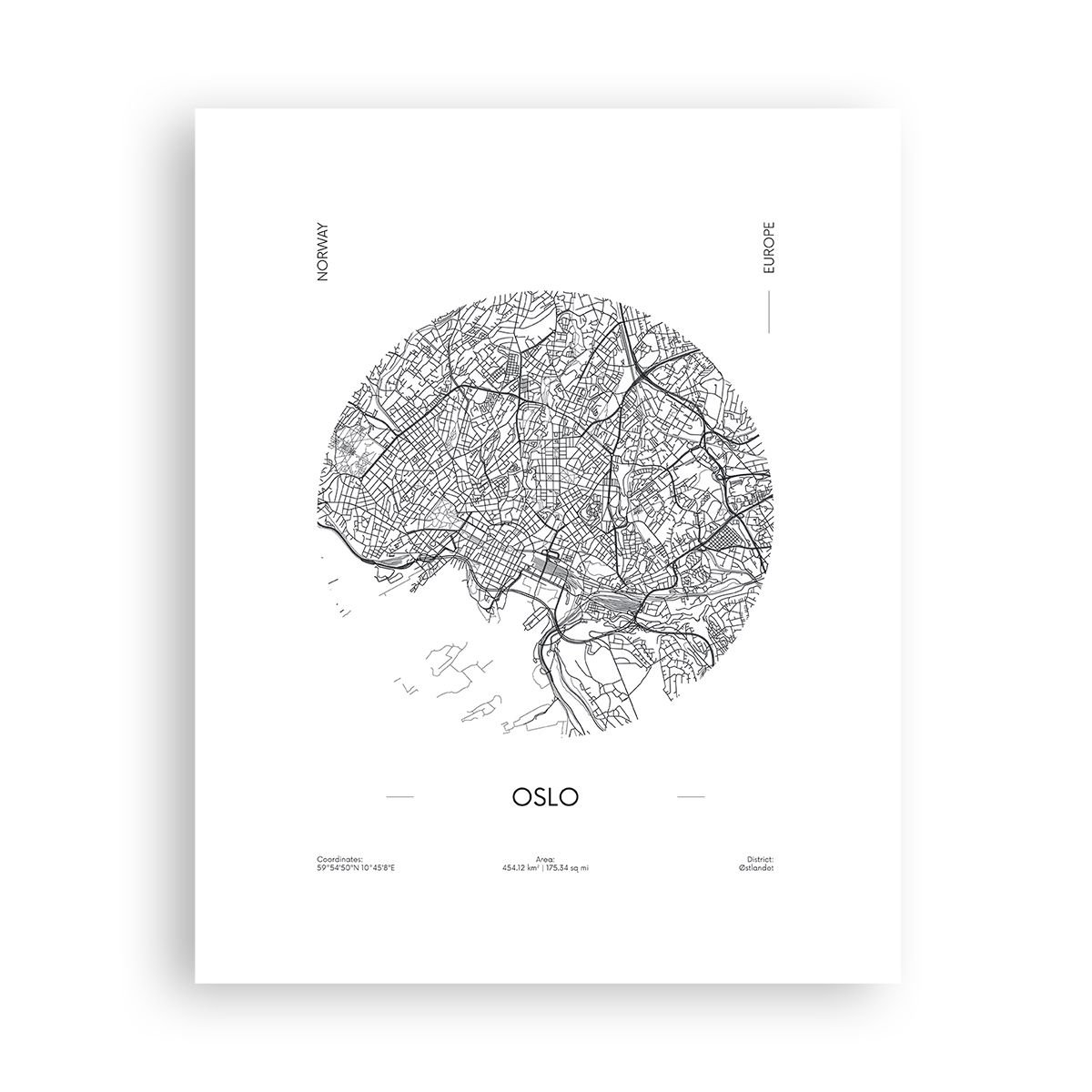Obraz - Plakat - Anatomia Oslo - 40x50cm - Mapa Oslo Norwegia - Foto ...