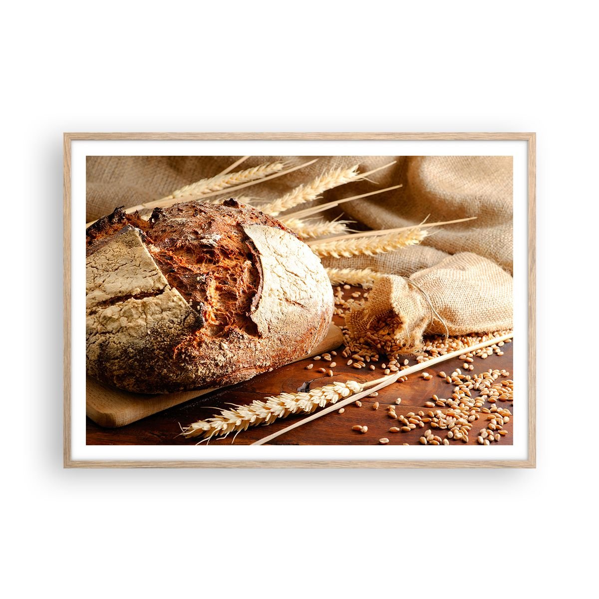 Obraz - Plakat - Apetyczny, wonny, chrupiący - 100x70cm - Chleb Ziarno Pszenicy Gastronomia ...