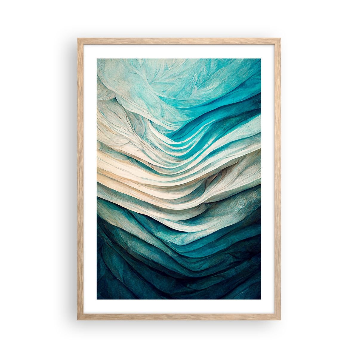 Obraz - Plakat - Błękitne nienasycenie - 50x70cm - Sztuka 3D Abstrakcja - Nowoczesny modny obraz ...