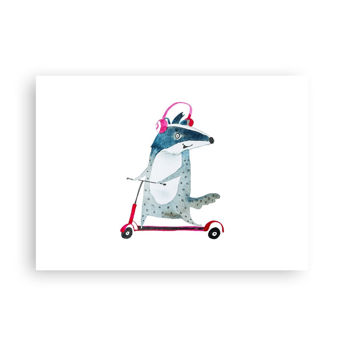 Obraz - Plakat - Borsucze radości - 70x50cm - Dziecięcy Hulajnoga Zwierzę - Nowoczesny modny ...