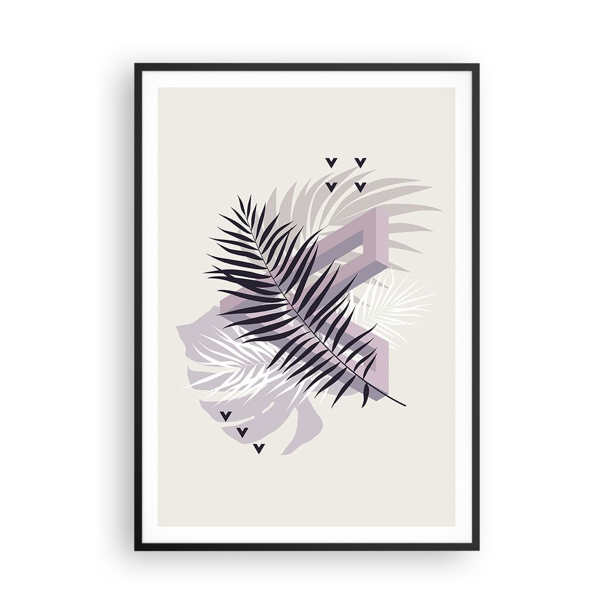Obraz - Plakat - Cień cienia - 70x100cm - Grafika Liść Palmowy Sztuka ...