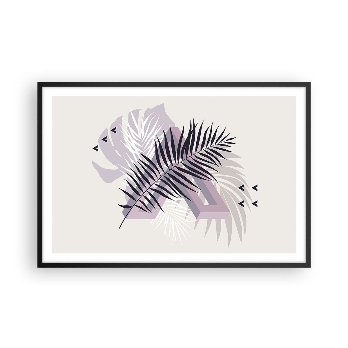Obraz - Plakat - Cień cienia - 91x61cm - Grafika Liść Palmowy Sztuka ...