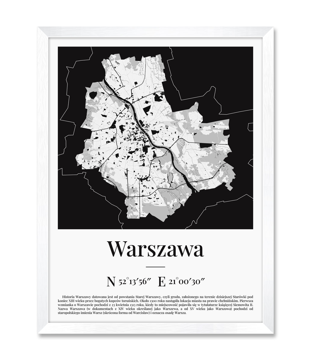 Obraz plakat dekoracja na ścianę do salonu mapa plan miasta Warszawy ... Obraz plakat dekoracja na ścianę do salonu mapa plan miasta Warszawy ...