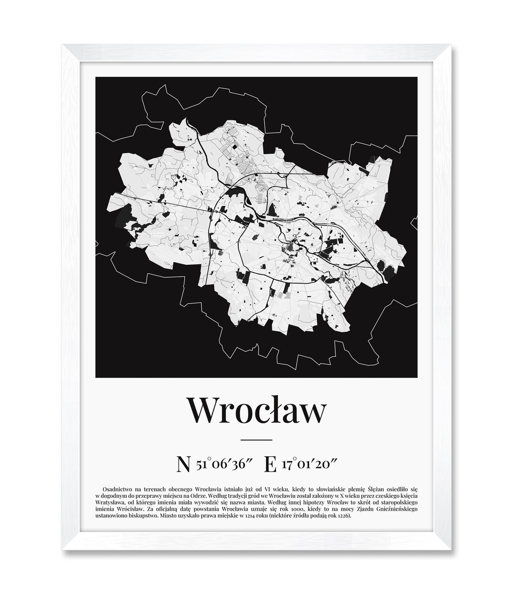 Obraz plakat dekoracyjny na ścianę do salonu mapa plan miasta Wrocław ...