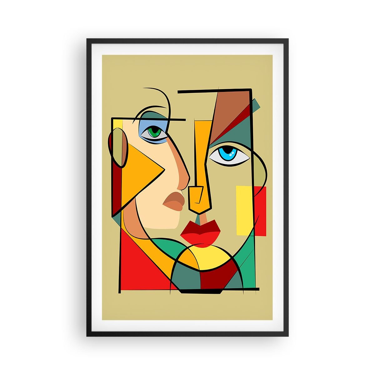 Obraz - Plakat - Dobrana para - 61x91cm - Twarze Kubizm Oczy - Foto ...