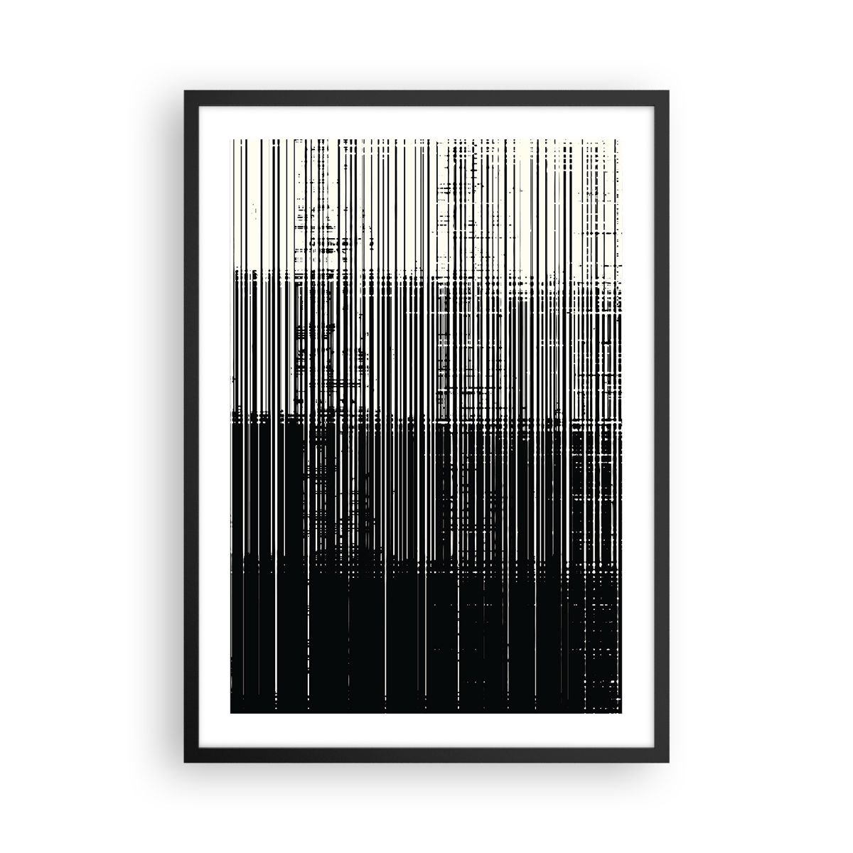 Obraz - Plakat - Fale i drgania - 50x70cm - Czarno-Biały Kody Kreskowe Linie - Nowoczesny modny ...