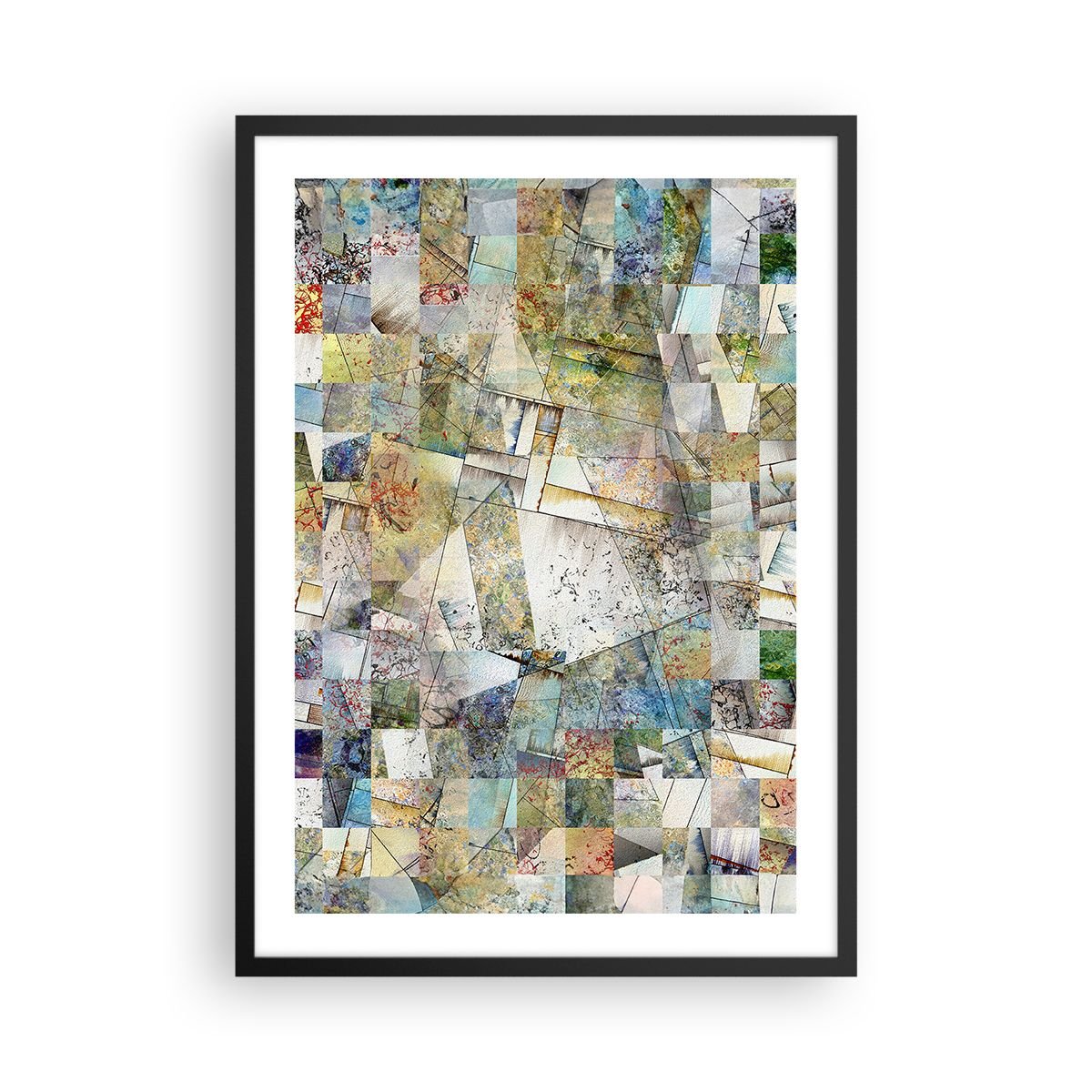 Obraz - Plakat - Geometryczne przetasowanie - 50x70cm - Abstrakcja Mozaika Kolaż - Nowoczesny ...