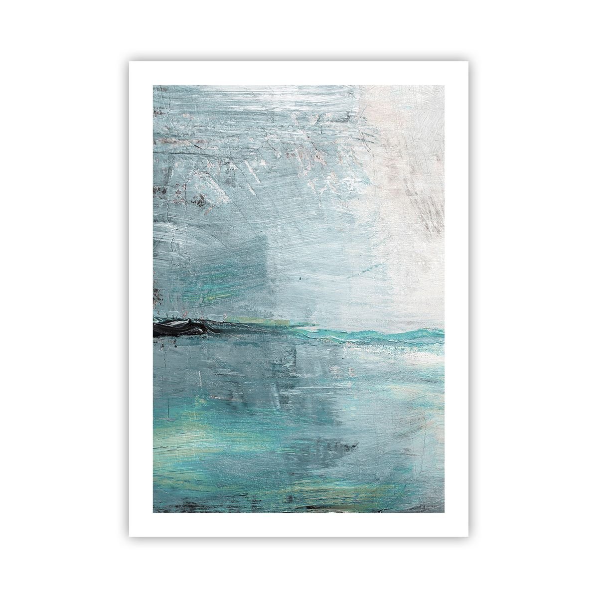 Obraz - Plakat - Horyzontalnie w błękicie - 50x70cm - Abstrakcja Sztuka Nowoczesny Wzór ...