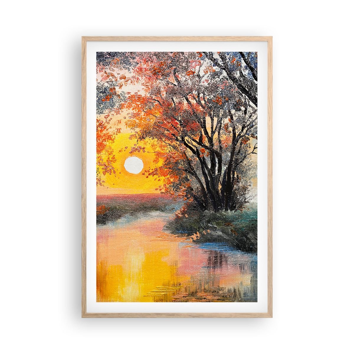 Obraz - Plakat - Jesienne klimaty - 61x91cm - Krajobraz Rzeka Drzewa ...