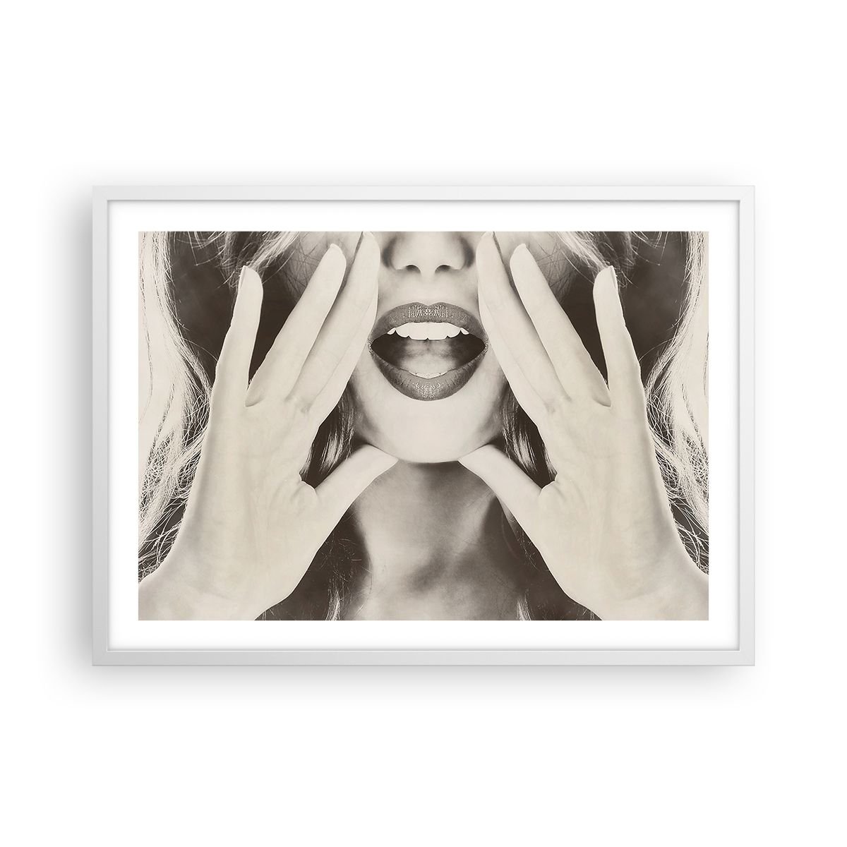 Obraz - Plakat - Już idę! - 70x50cm - Kobieta Krzyk Usta Kobiety - Nowoczesny modny obraz Plakat ...