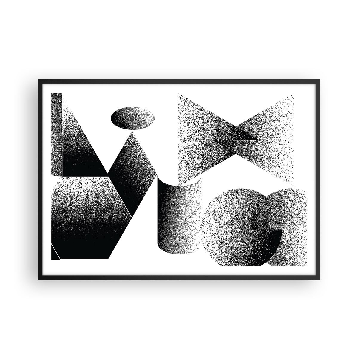 Obraz - Plakat - Kąty i owale - 100x70cm - Geometryczny Kształty Czarno ...