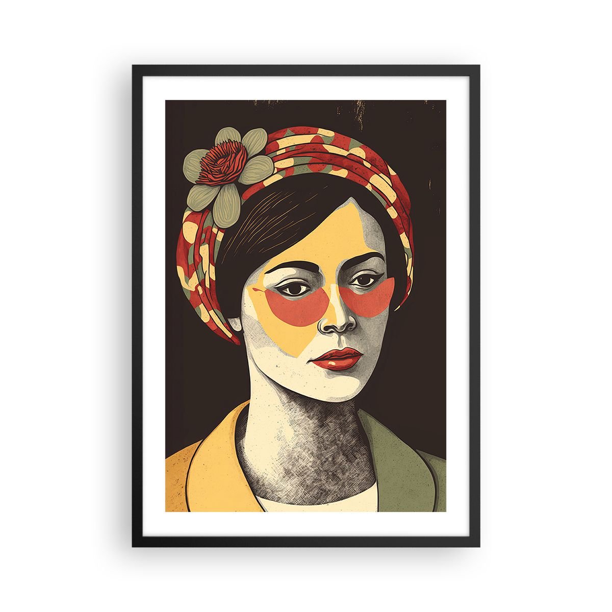 Obraz - Plakat - Koralowa dama - 50x70cm - Portret Kobieta Retro - Nowoczesny modny obraz Plakat ...