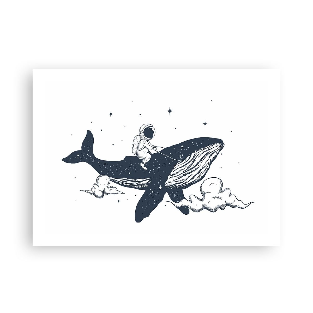 Obraz - Plakat - Kosmiczna przygoda - 70x50cm - Wieloryb Astronauta Fantazja - Nowoczesny modny ...
