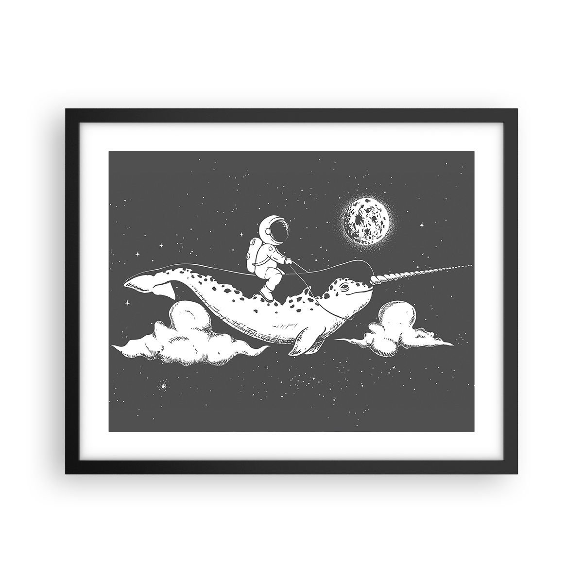 Obraz - Plakat - Kosmiczny jeździec - 50x40cm - Narwal Astronauta Kosmos - Foto Plakaty w ramie ...