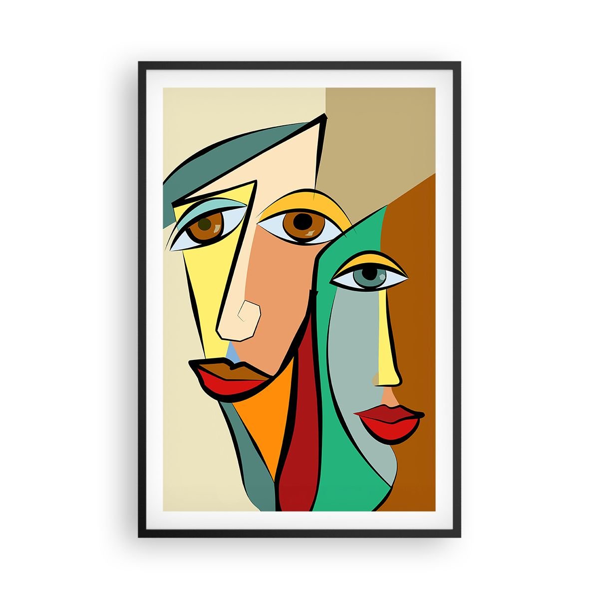 Obraz - Plakat - Kubistyczna para - 61x91cm - Twarze Kubizm Abstrakcja - Foto Plakaty na ścianę ...