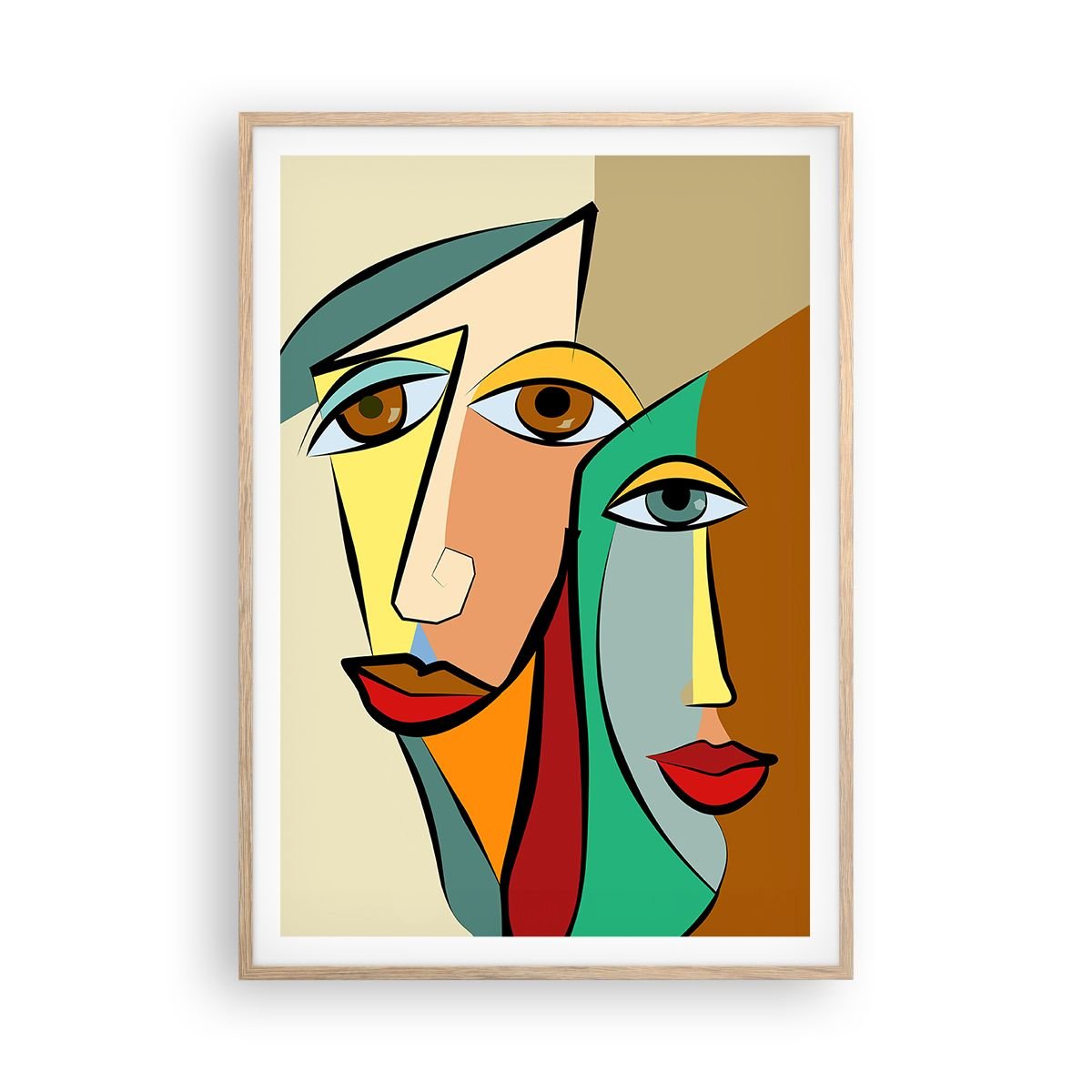 Obraz - Plakat - Kubistyczna para - 70x100cm - Twarze Kubizm Abstrakcja ...