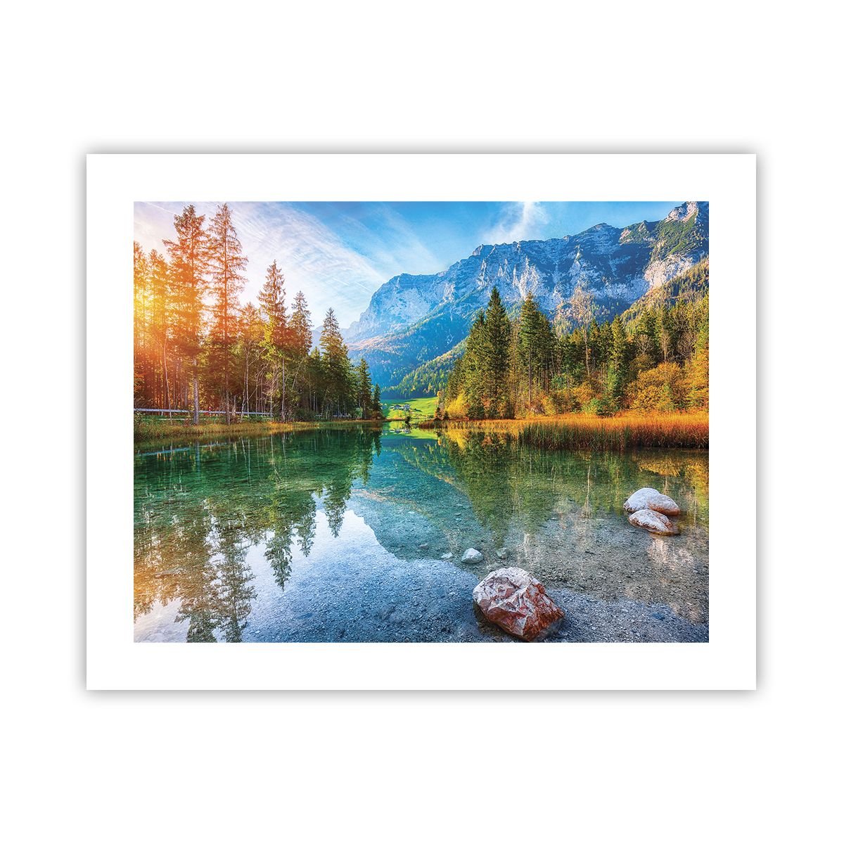 Obraz - Plakat - Łagodność jesieni - 50x40cm - Krajobraz Góry Alpy ...